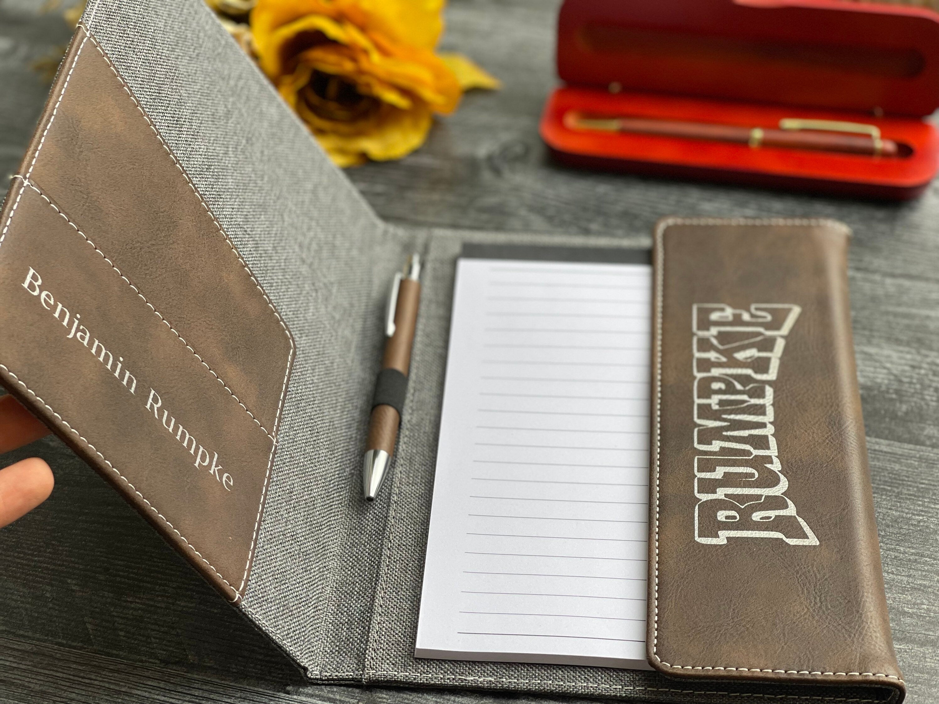 Personalized Portfolio+Pen, Notebook with Refillable Notepad, Custom E